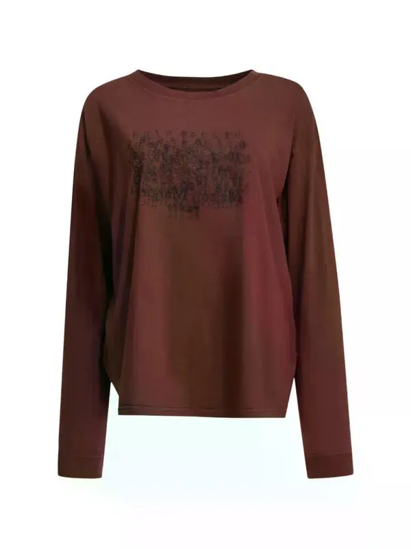 MAISON MARGIELA Logo-print Long-sleeve T-shirt - Brown