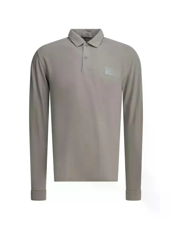 Stone Island Logo-patch Long-sleeve Polo Shirt - Grey