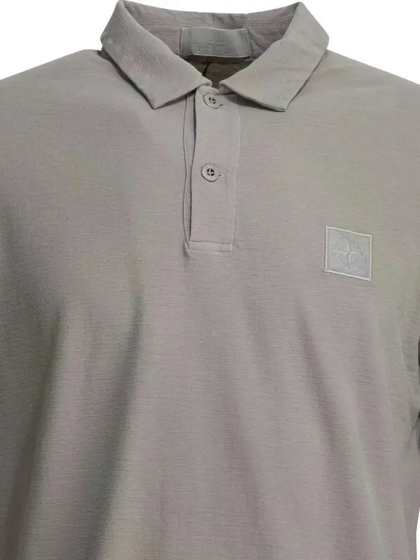 Stone Island Logo-patch Long-sleeve Polo Shirt - Grey