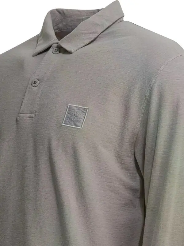 Stone Island Logo-patch Long-sleeve Polo Shirt - Grey