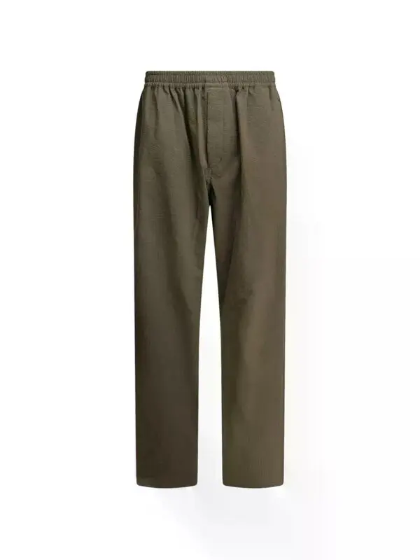 GOLDWIN Elasticated-waistband Seersucker Trousers - Green