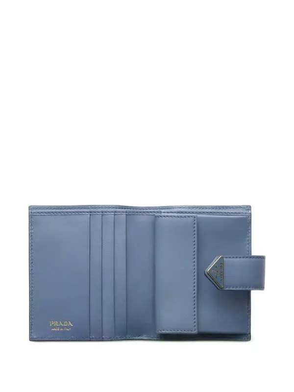 Prada Small Saffiano And Smooth Leather Wallet - Blue