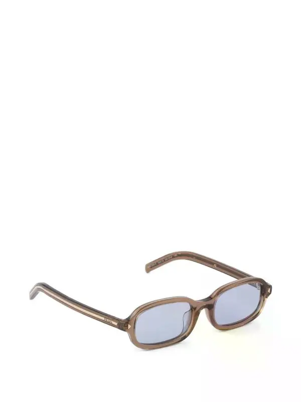 Prada Oval Sunglasses With Metal Plaque - Brown