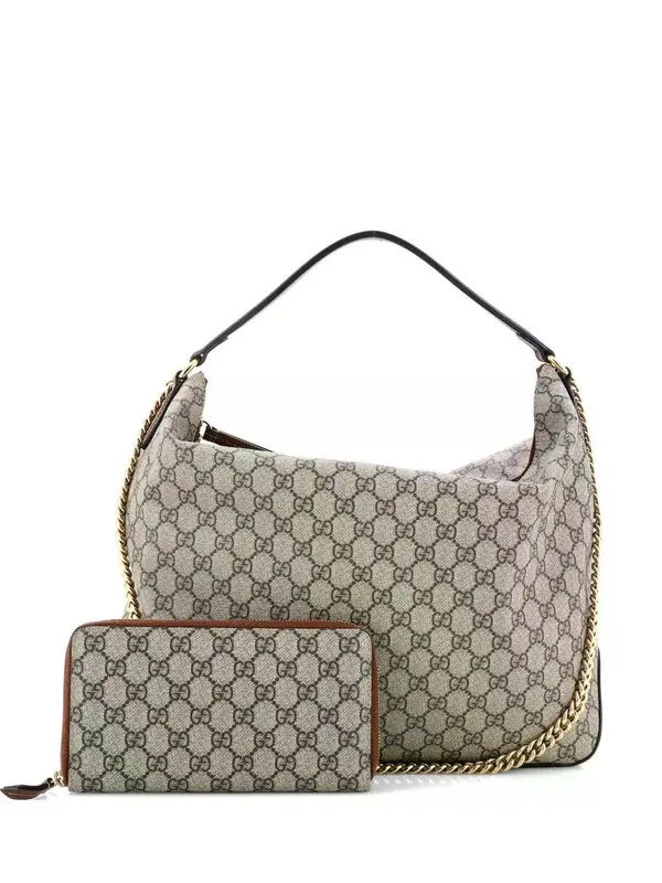 Gucci Chain Gg Coated Canvas Large Hobo Bag - Brown
