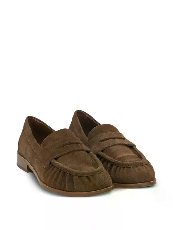 STRATEGIA SHOES Ruched Suede Loafers