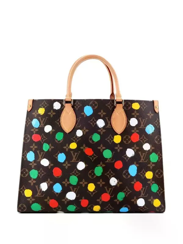 LOUIS VUITTON Yayoi Kusama Painted Dots Monogram Canvas Mm Tote Bag - Brown