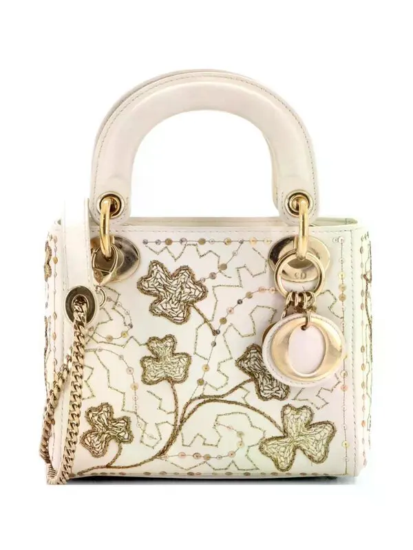 Dior Lady Mini Embroidered Satchel - Gold