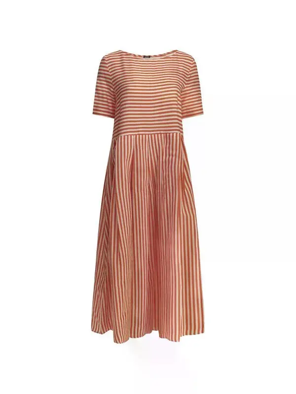 Apuntob Striped Cotton Midi Dress - Red