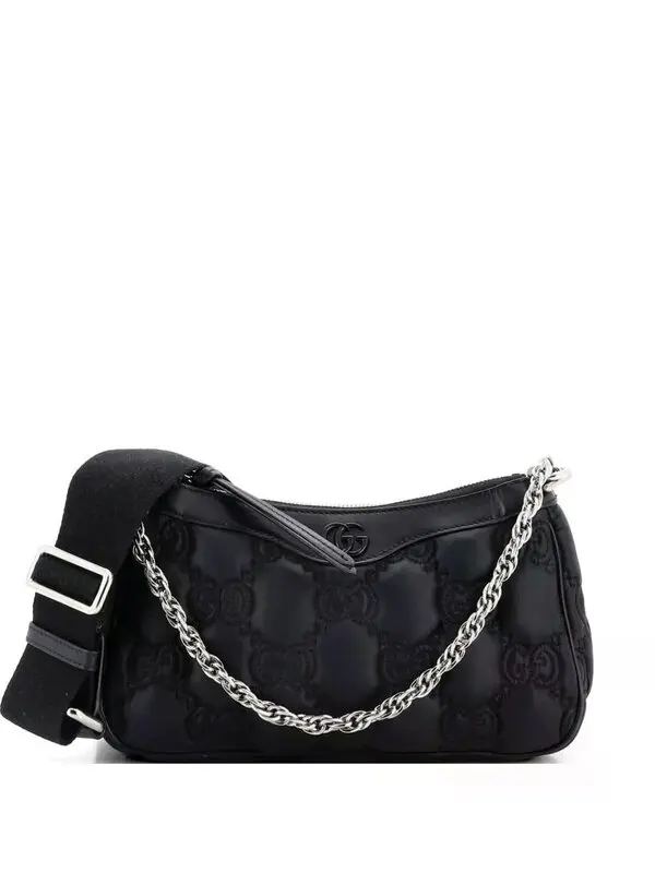 Gucci Gg Embossed Matelassé Zip Shoulder Bag - Black