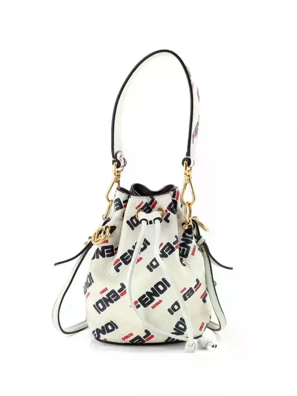 Fendi Mania Logo Mon Tresor Printed Leather Mini Bucket Bag - Multicolour