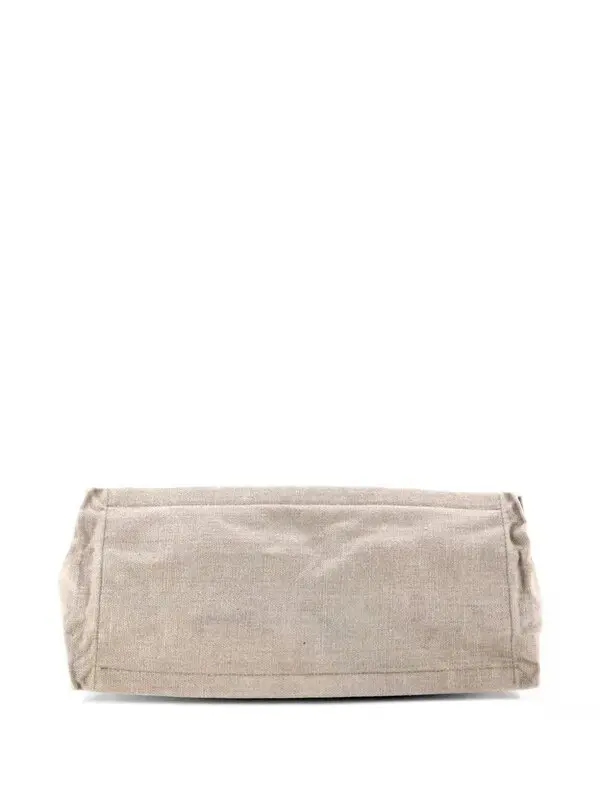 Saint Laurent Rive Gauche Shopper Canvas Small Tote Bag - Neutrals