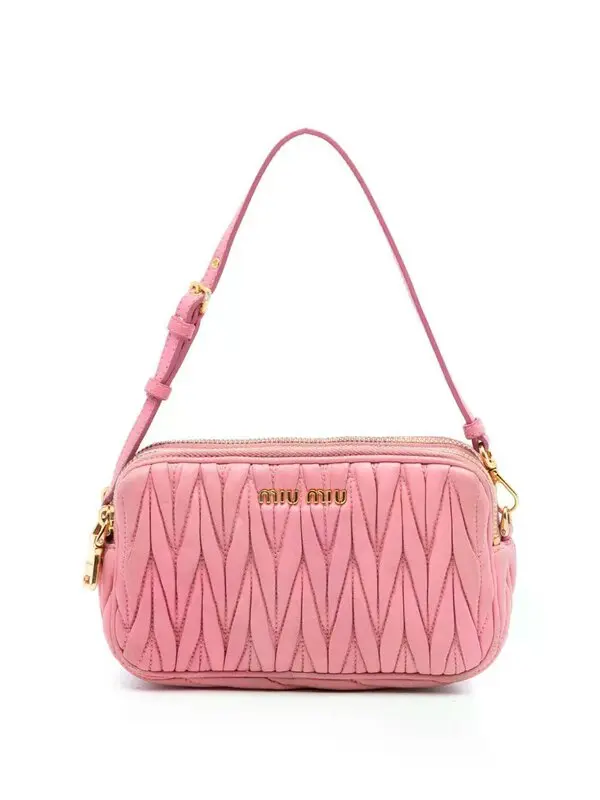 Miu Miu Nappa Matelasse Double Zip Handbag - Pink
