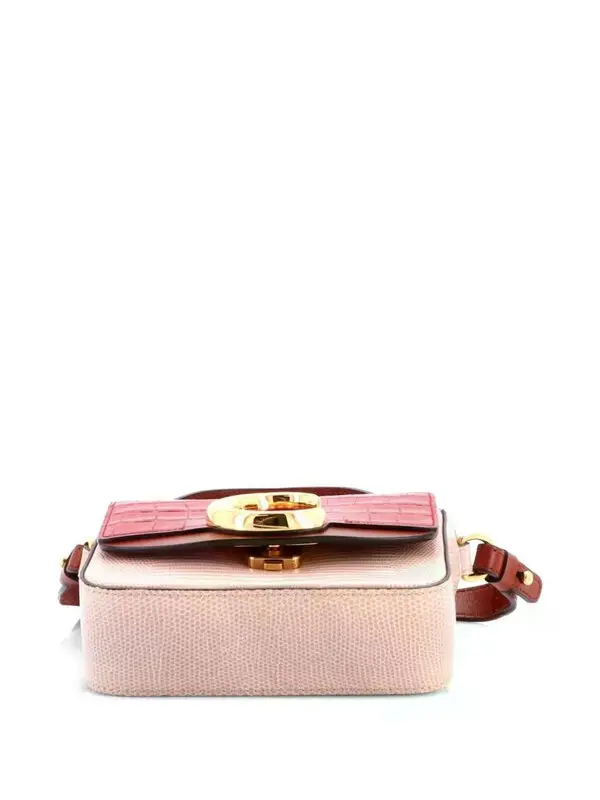 Chloé C Flap Crocodile And Lizard Embossed Leather Mini Crossbody Bag