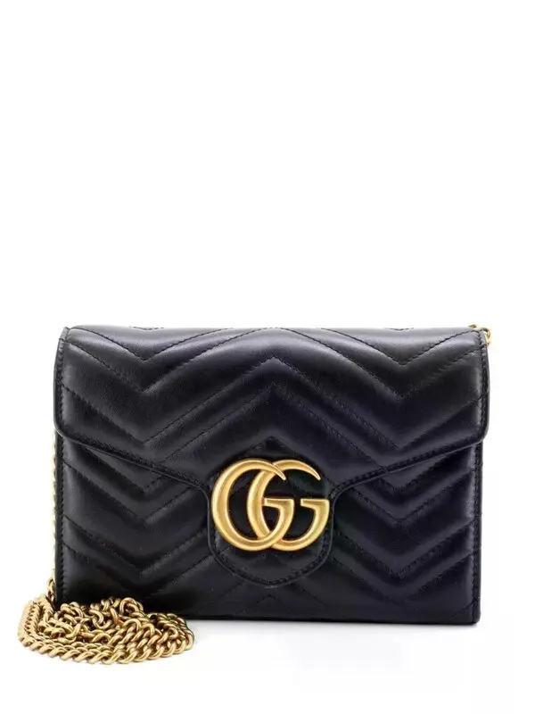 Gucci Gg Marmont Chain Wallet Mini Crossbody Bag - Black