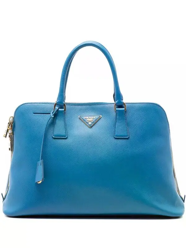 Prada Saffiano Lux Promenade Satchel - Blue