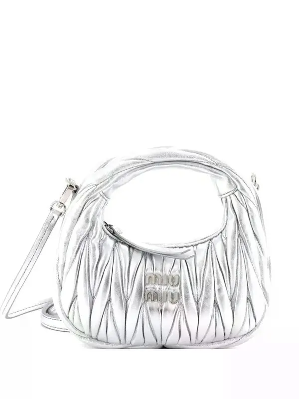 Miu Miu Wander Matelasse Leather Mini Hobo Bag - Silver