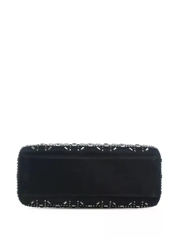 Dior 2017 Mini Lady Satchel Strass Crystal Embellished Satin Cannage