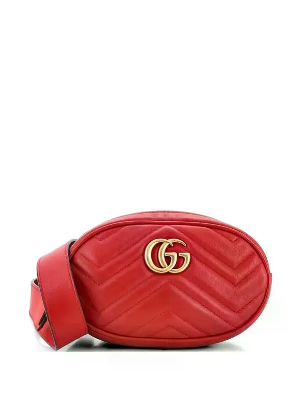 Gucci Gg Marmont Matelasse Leather Belt Bag - Red