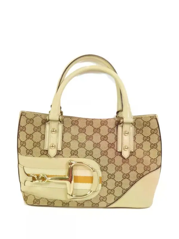Gucci Horsebit Gg Canvas Tote - Neutrals