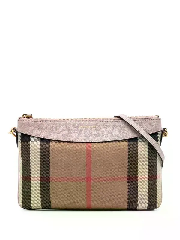 Burberry House Check Canvas Derby Peyton Crossbody Bag - Brown