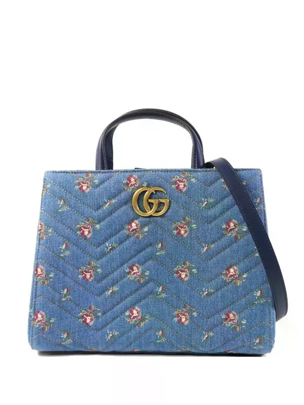 Gucci Marmont Matelassé Tote - Blue