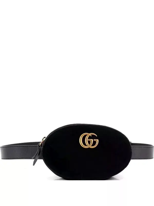 Gucci Gg Marmont Matelasse Velvet Belt Bag - Black