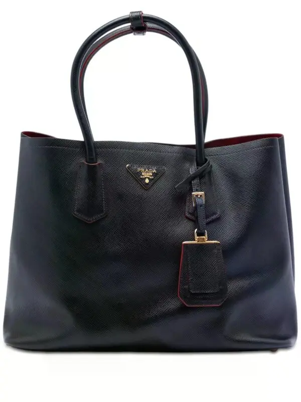 Prada Large Saffiano Cuir Double Satchel 2000-2025 - Black