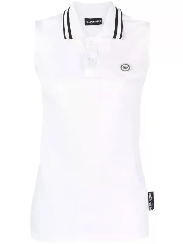 PLEIN SPORT Logo Sleeveless Polo - White