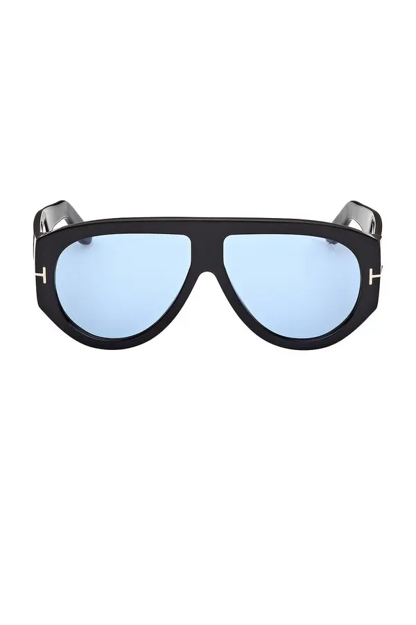 TOM FORD Pilot Sunglasses - Shiny Black & Blue