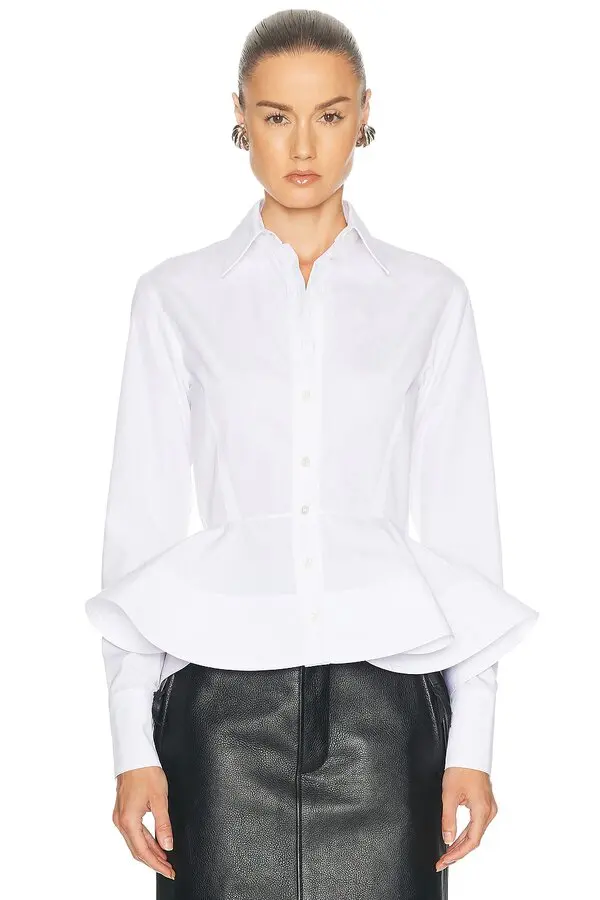 Stella McCartney Poplin Peplum Top - Pure White