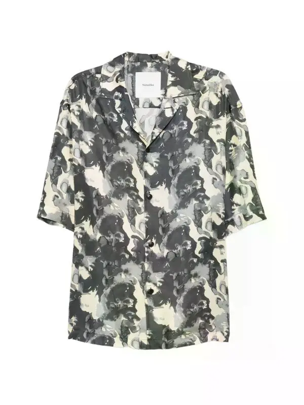 Nanushka Abstract-print Short-sleeve Shirt - Black