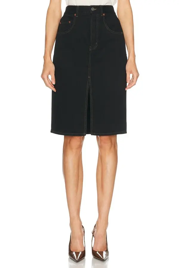 Saint Laurent Denim Midi Skirt - Deep Sea Black