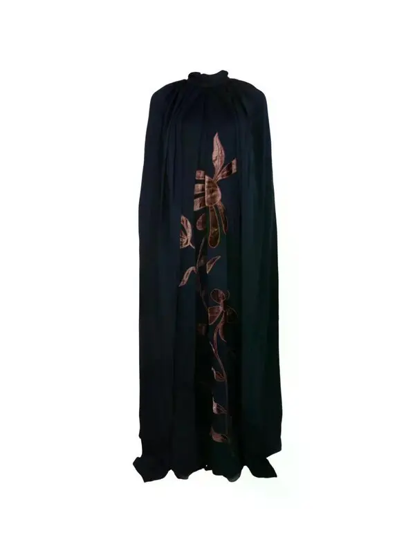 Biyan Indara Velvet-appliqué Cape Dress - Blue
