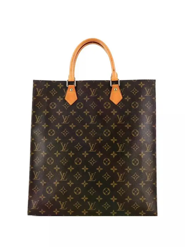 LOUIS VUITTON Sac Plat Monogram Canvas Tote Bag - Brown