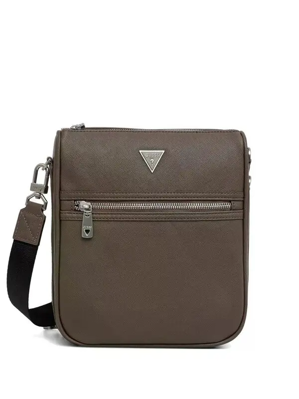 Guess Logo-plaque Zip Messenger Bag - Brown