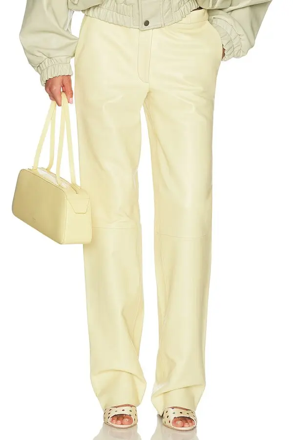 HELSA Soft Lamb Leather Pants - Pale Husk