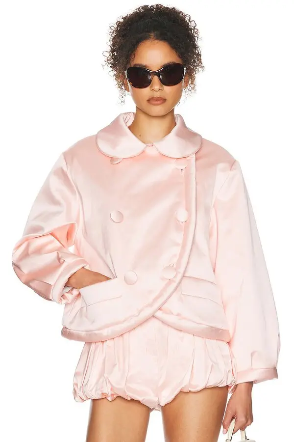 HELSA Sateen Puff Jacket In Rose - Shell Pink