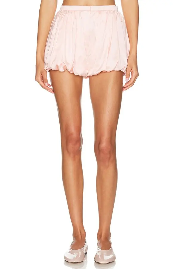 HELSA Sateen Puff Shorts - Shell Pink