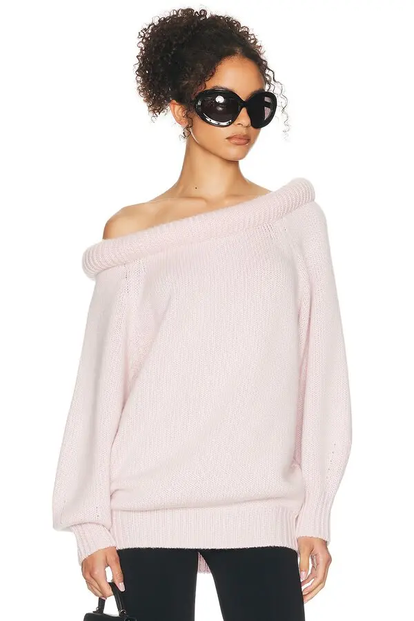 HELSA Cressidia Off Shoulder Sweater - Light Pink