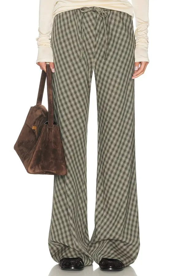 HELSA Novelty Bias Cut Pants In Green,brown - Green & Brown Plaid