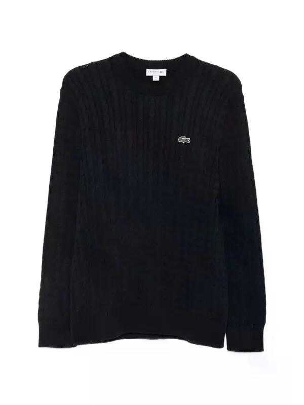 Lacoste Cable-knit Logo-patch Sweater - Blue