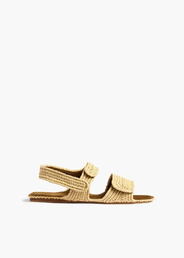 Khaite Boden Sandal In Raffia - Natural
