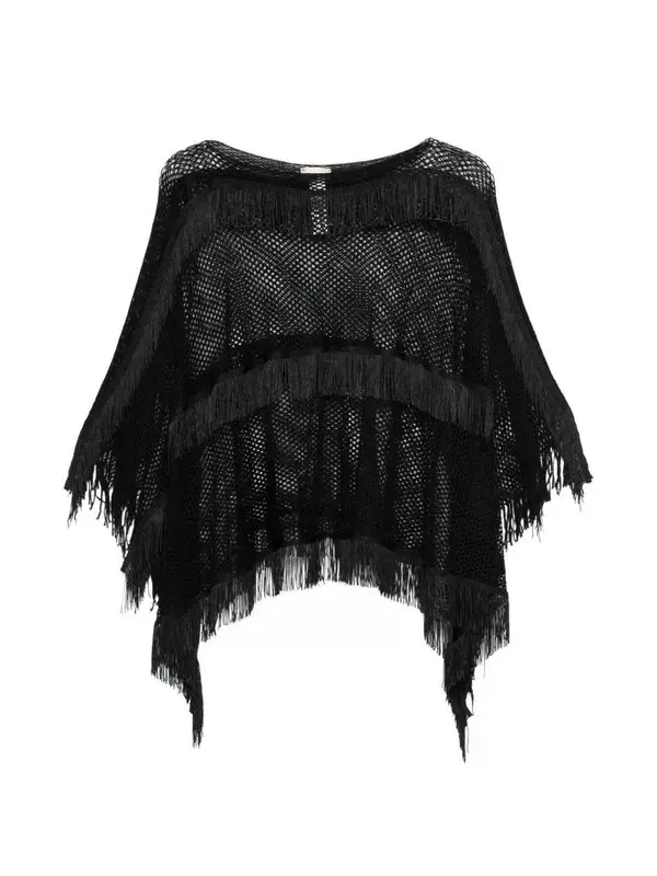 Liu Jo Knitted Fringed Top - Black