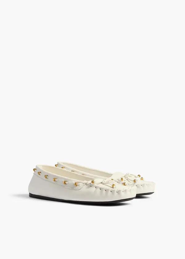 Khaite Milly Flat In Leather - Chalk