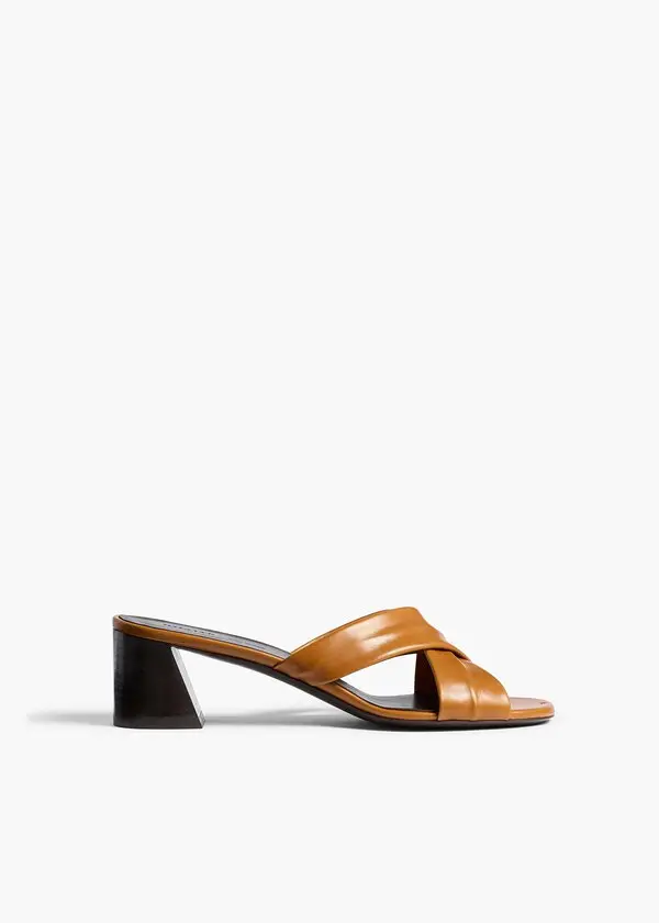 Khaite Liria Sandal In Glazed Leather - Cuoio