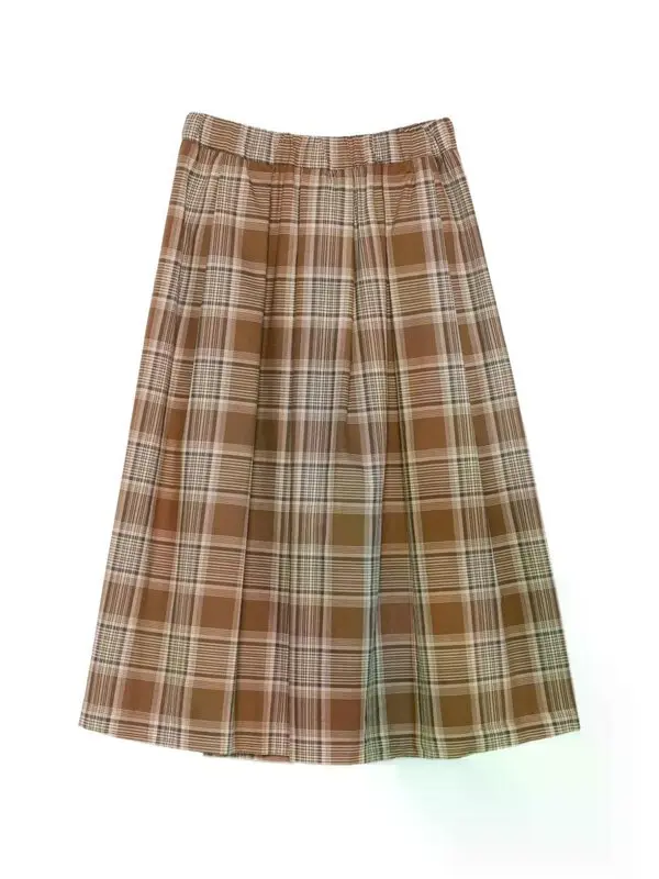 PENNYBLACK Check-pattern Pleated Midi Skirt - Brown