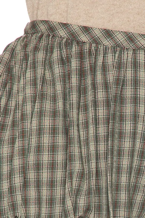 HELSA Novelty Puff Shorts - Green & Brown Plaid