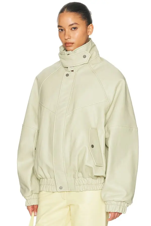 HELSA Oversized Leather Bomber - Dusty Yellow
