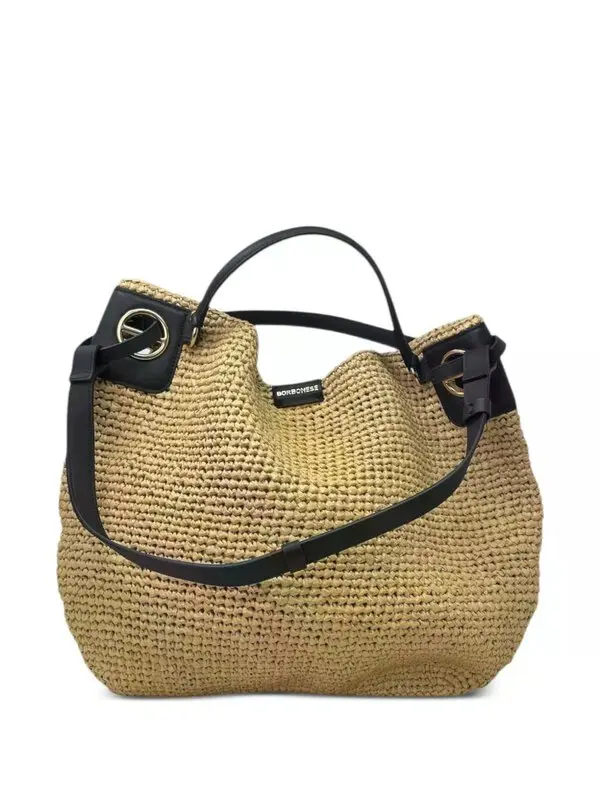 Borbonese Large London Woven Shoulder Bag - Neutrals