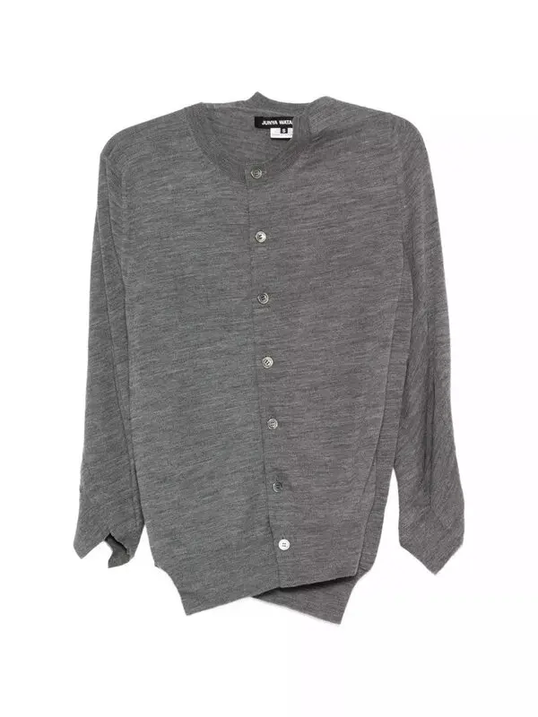 Junya Watanabe Crew-neck Asymmetric Cardigan - Grey